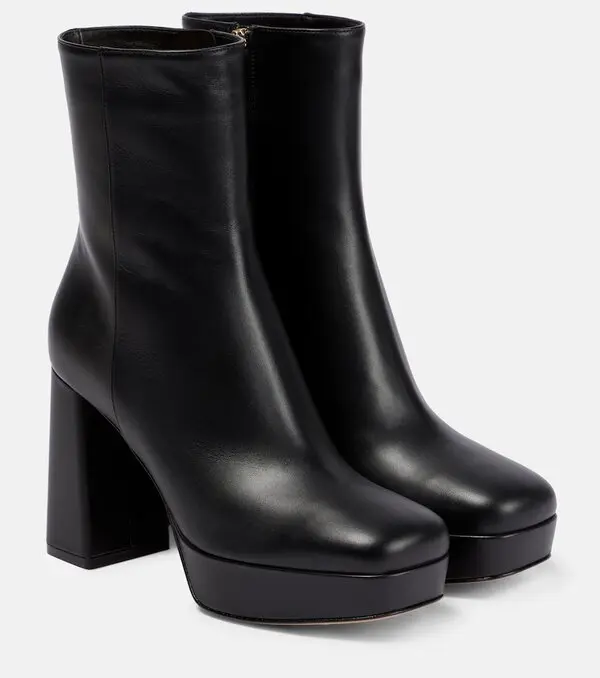 GIANVITO ROSSI Leather Platform Ankle Boots