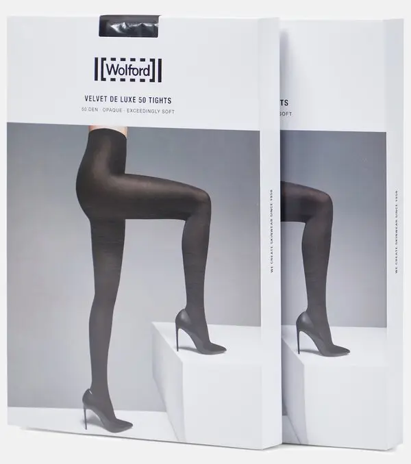 Wolford Velvet De Luxe 50 Tights Set Of 2 - Black