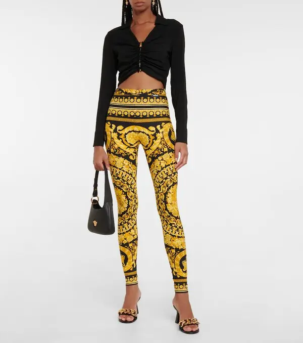 Versace Barocco Mid-rise Leggings