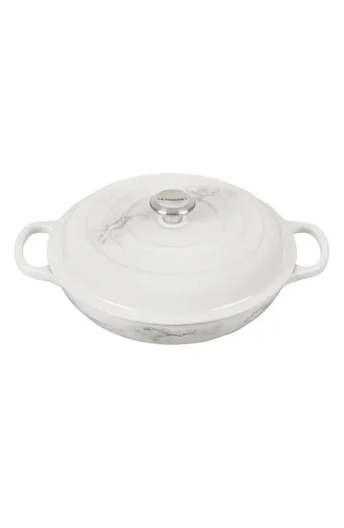 LE CREUSET Signature 3.5-quart Enameled Cast Iron Braiser - White Marble