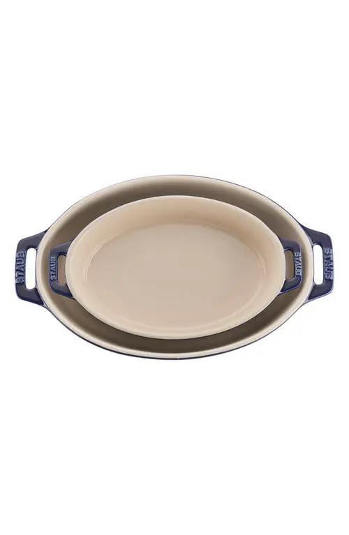 STAUB 2-piece Enameled Ceramic Oval Baking Dishes - Dark Blue