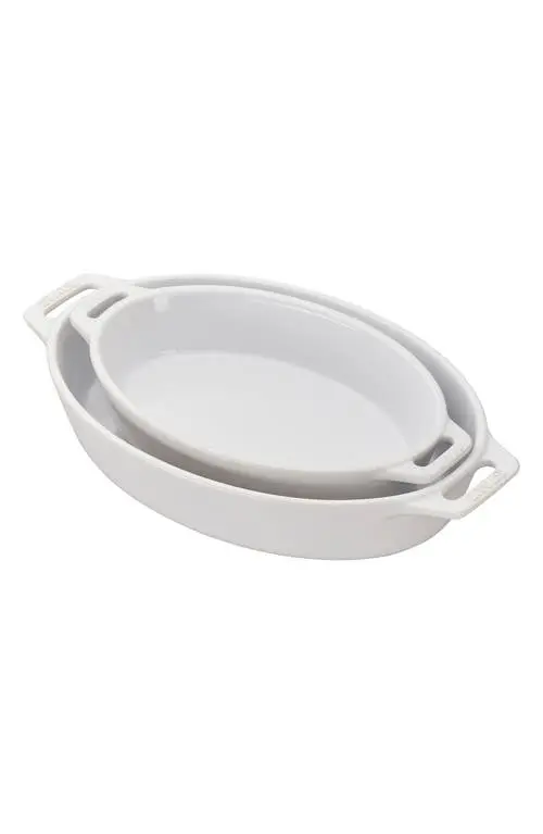 STAUB 2-piece Enameled Ceramic Oval Baking Dishes - White