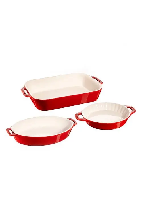 STAUB 3-piece Ceramic Mixed Baking Dishes - Cherry