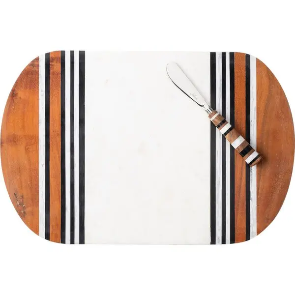 JULISKA Stonewood Stripe Serving Board & Spreader - Natural Stripe