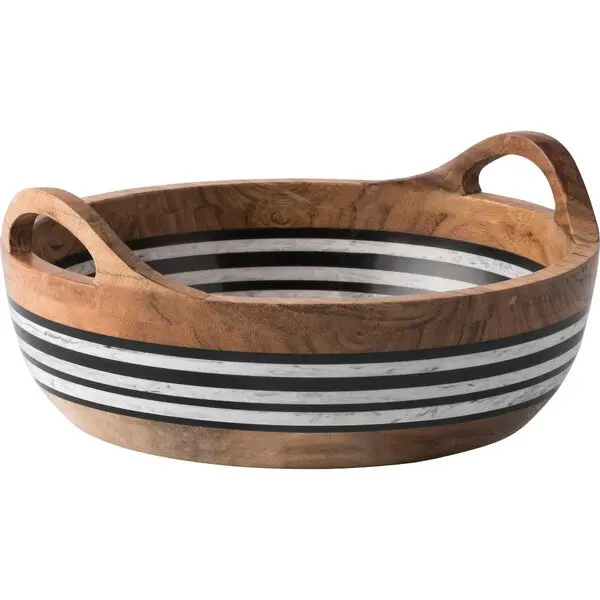JULISKA Stonewood Stripe Round Serving Bowl - Natural Stripe