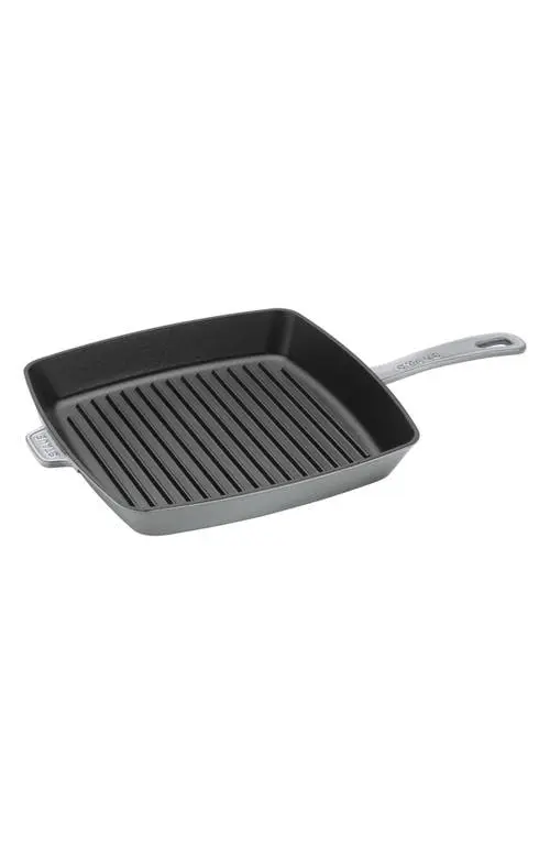 STAUB 12-inch Enameled Cast Iron Square Grill Pan - Graphite