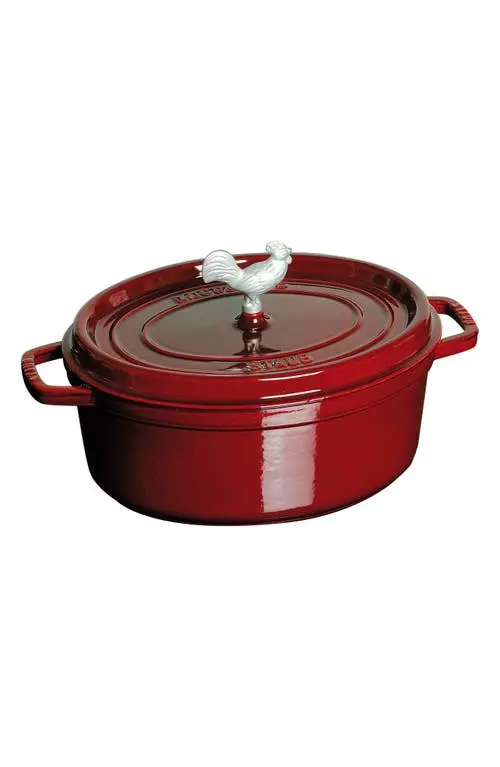 STAUB 5.75-quart Oval Coq Au Vin Enameled Cast Iron Dutch Oven - Grenadine