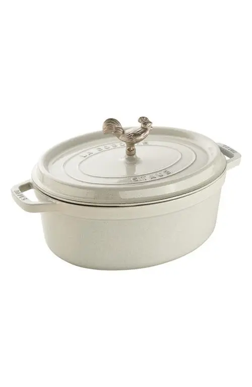 STAUB 5.75-quart Oval Coq Au Vin Enameled Cast Iron Dutch Oven - White Truffle