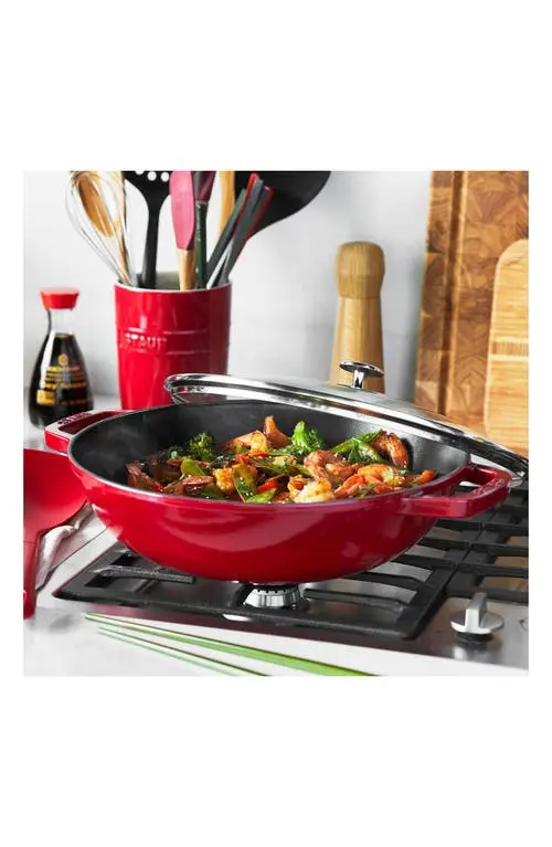STAUB 4.5-quart Enameled Cast Iron Perfect Pan - Cherry