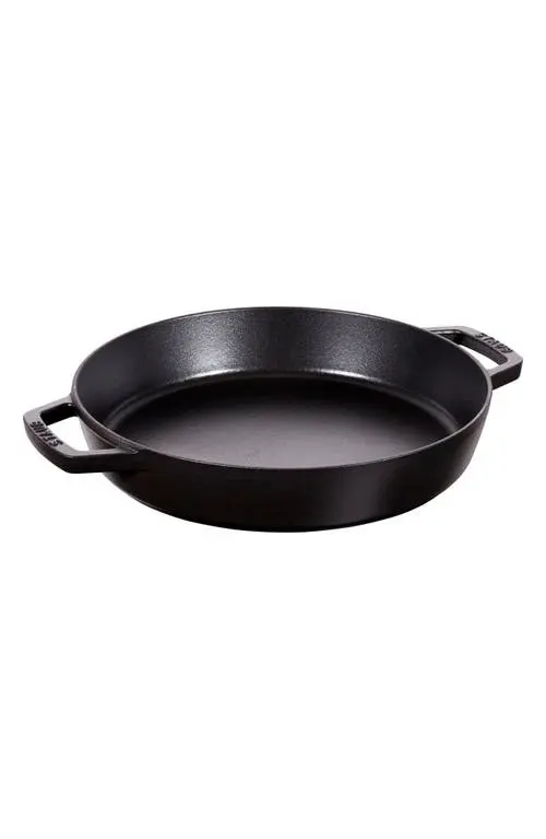 STAUB 13-inch Enameled Cast Iron Double Handle Fry Pan - Black