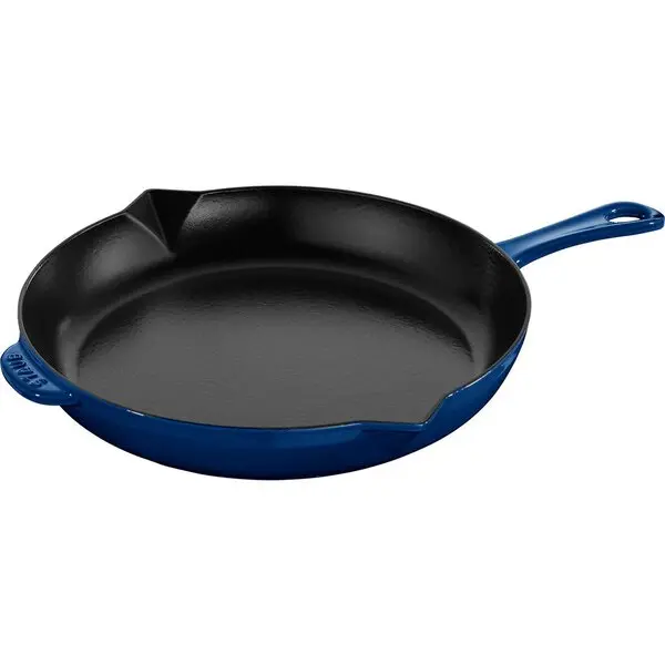 STAUB 12-inch Enameled Cast Iron Fry Pan - Dark Blue
