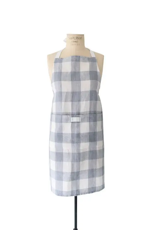 HEIRLOOMED COLLECTION Bistro Linen Apron - Gingham Light Blue