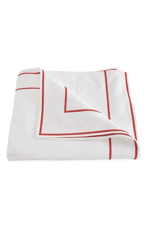MATOUK Ansonia Cotton Percale Duvet Cover - White/ Red