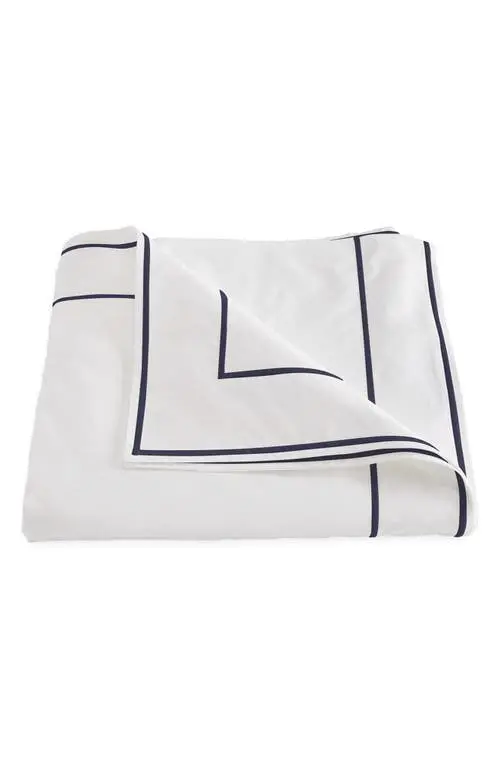 MATOUK Ansonia Cotton Percale Duvet Cover - White/navy