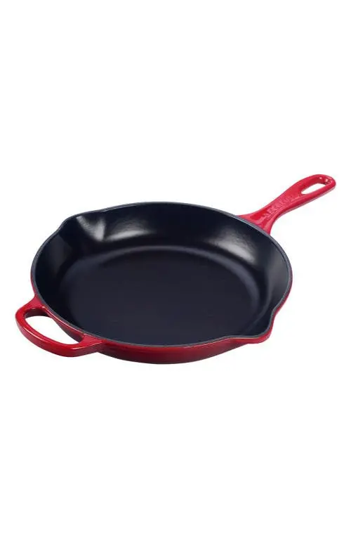 LE CREUSET Signature Handle 10 1/4 Inch Enamel Cast Iron Skillet - Cherry