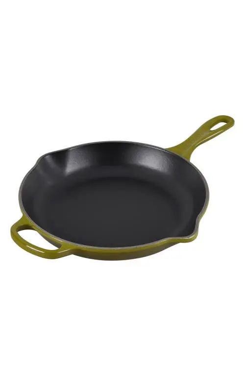 LE CREUSET Signature Handle 10 1/4 Inch Enamel Cast Iron Skillet - Olive