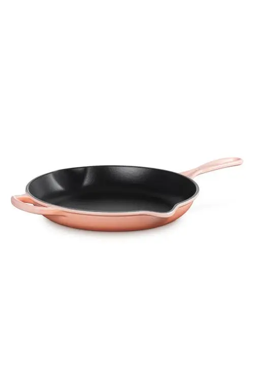 LE CREUSET Signature Handle 10 1/4 Inch Enamel Cast Iron Skillet - Peche