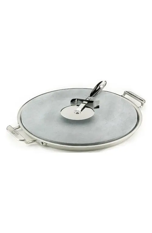 ALL-CLAD Pizza Stone With Serving Tray And Rotary Cutter - Stainless Steel