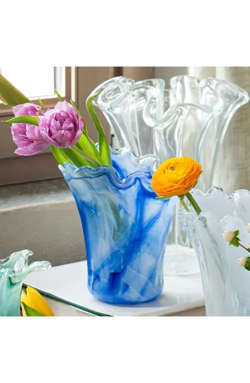 VIETRI Onda Short Glass Vase