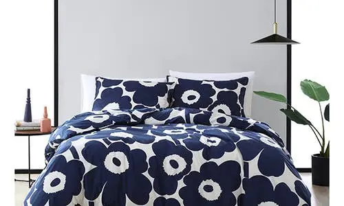 Marimekko Unikko Duvet Cover & Sham Set - Indigo Blue