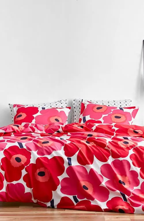 Marimekko Unikko Duvet Cover & Sham Set - Red