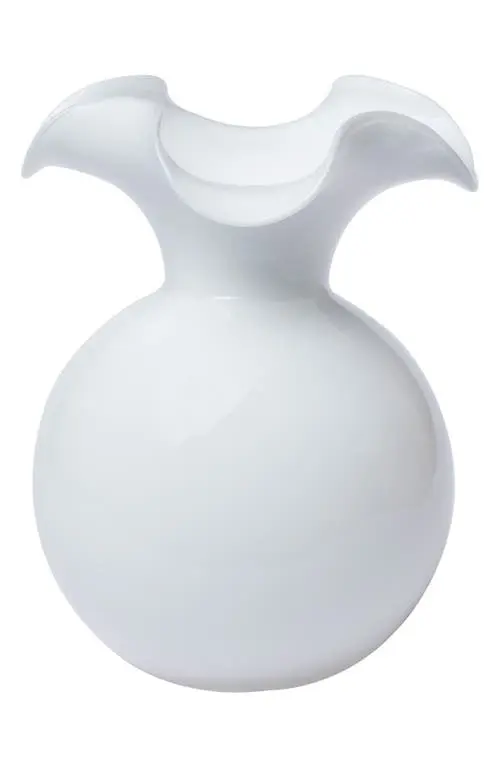 VIETRI Hibiscus Glass Fluted Vase - White