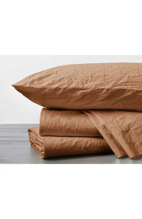 COYUCHI Crinkled Organic Cotton Percale Sheet Set - Ginger