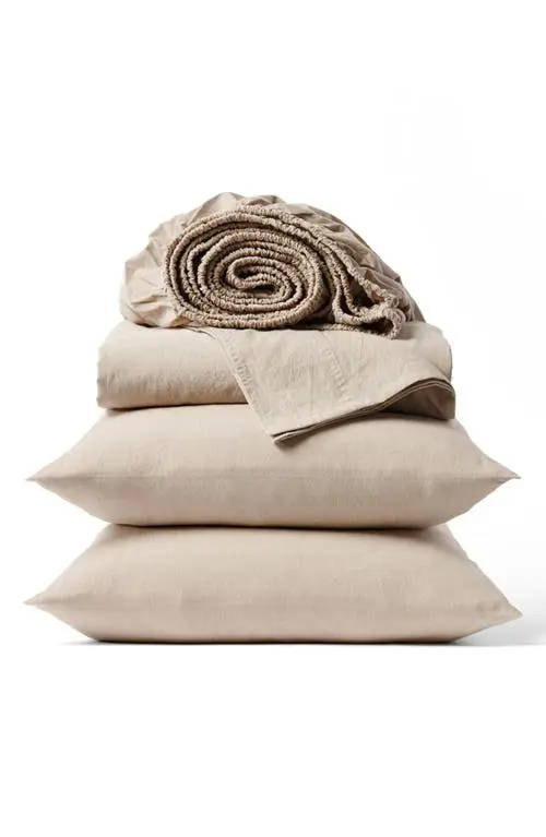 COYUCHI Crinkled Organic Cotton Percale Sheet Set - Hazel Chambray
