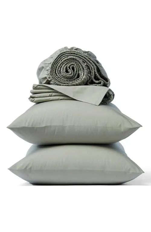 COYUCHI Crinkled Organic Cotton Percale Sheet Set - Sage