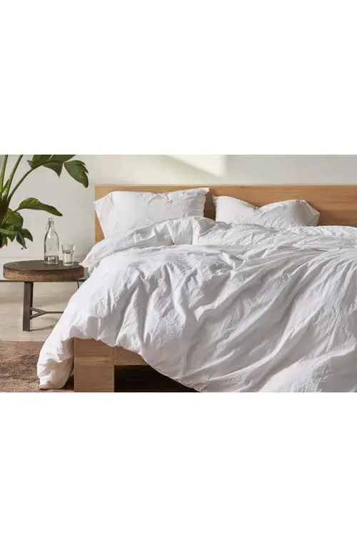 COYUCHI Crinkled Organic Cotton Percale Duvet Cover - Alpine White