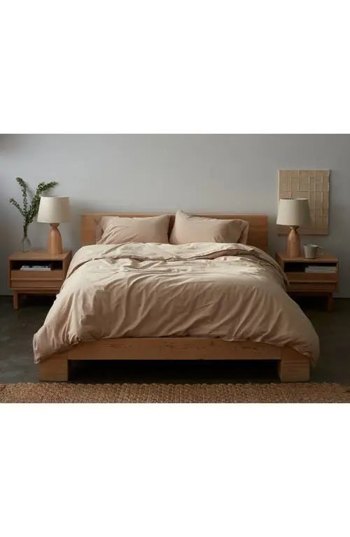 COYUCHI Crinkled Organic Cotton Percale Duvet Cover - Hazel Chambray