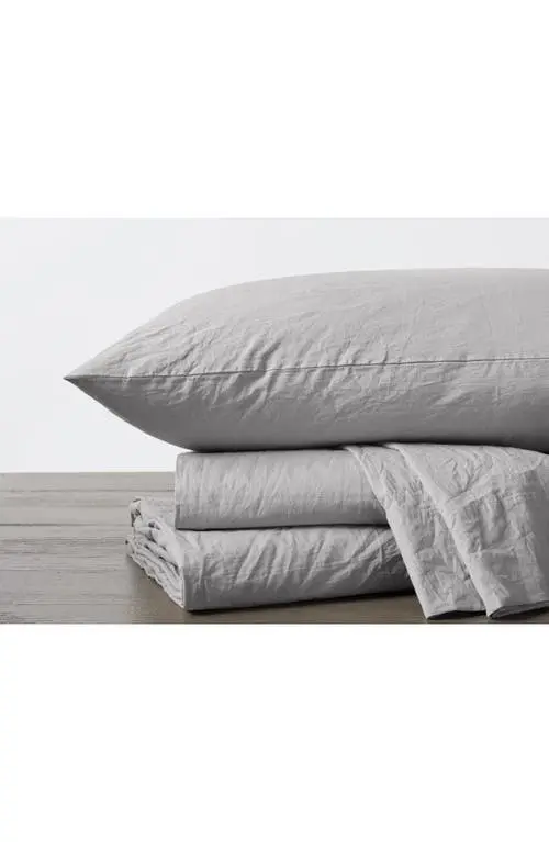 COYUCHI Crinkled Organic Cotton Percale Duvet Cover - Pewter