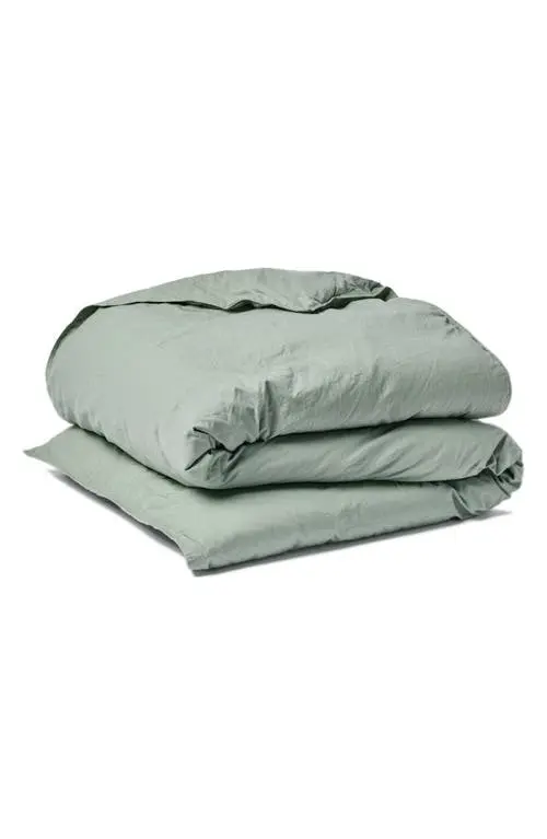 COYUCHI Crinkled Organic Cotton Percale Duvet Cover - Sage