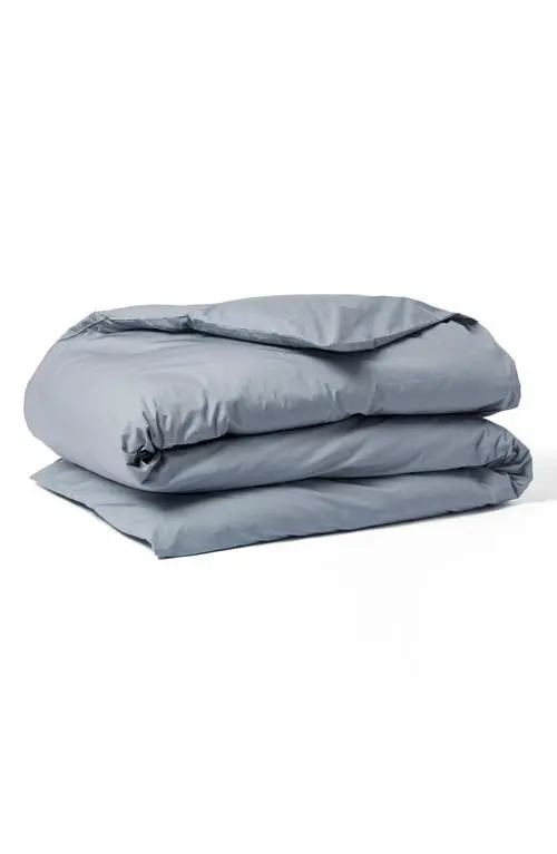 COYUCHI Crinkled Organic Cotton Percale Duvet Cover - Steel Blue
