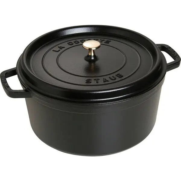 STAUB 7-quart Enameled Cast Iron Dutch Oven - Black Matte