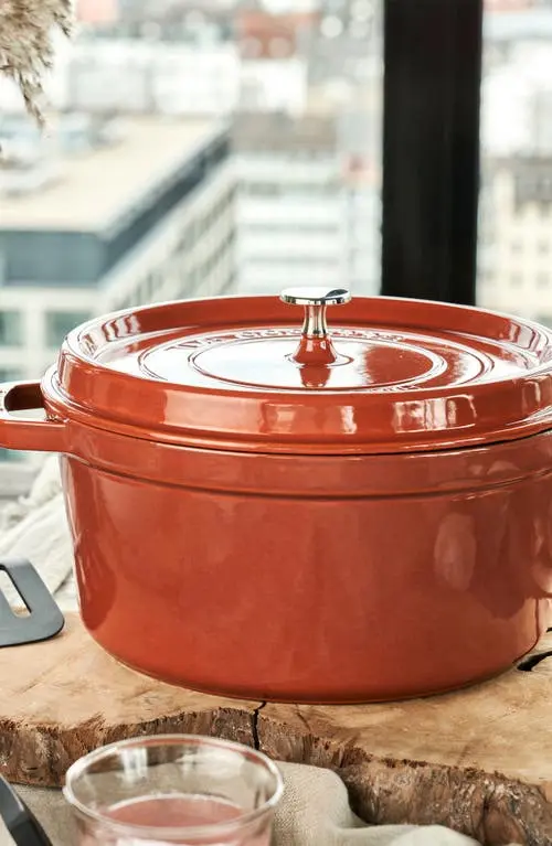 STAUB 7-quart Enameled Cast Iron Dutch Oven - Burnt Orange