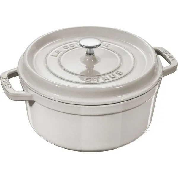 STAUB 7-quart Enameled Cast Iron Dutch Oven - Matte White Truffle