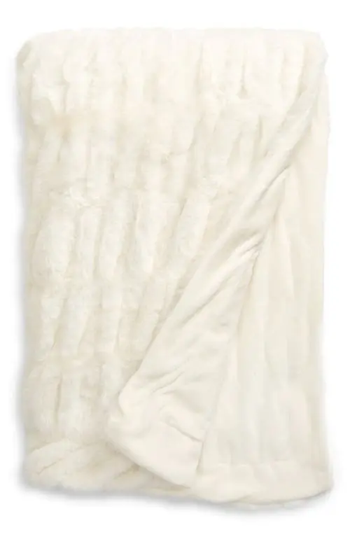 Nordstrom Ruched Faux Fur Throw Blanket - Ivory