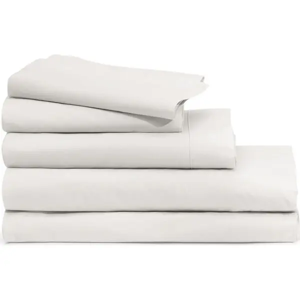 CASPER 300 Thread Count Organic Cotton Percale Sheet Set - White/white