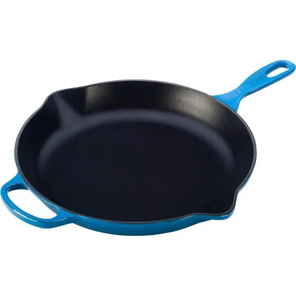LE CREUSET Signature Handle Enamel 11 3/4 Inch Cast Iron Skillet - Marseille
