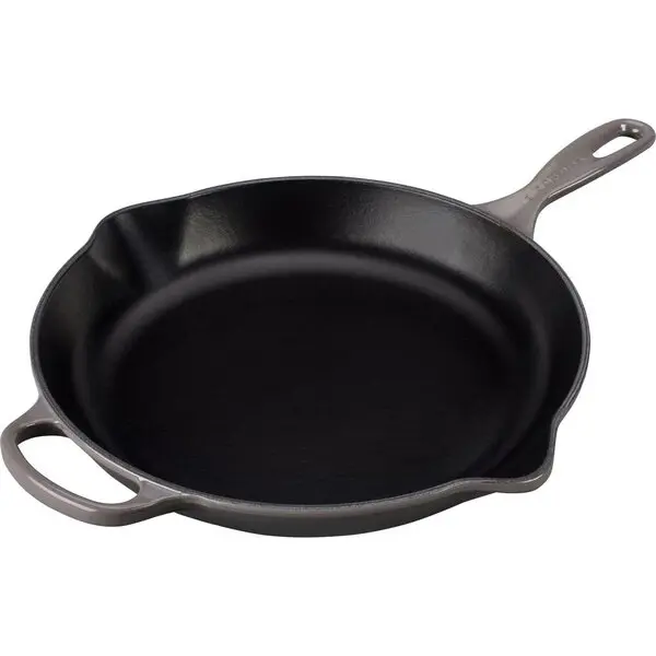 LE CREUSET Signature Handle Enamel 11 3/4 Inch Cast Iron Skillet - Oyster