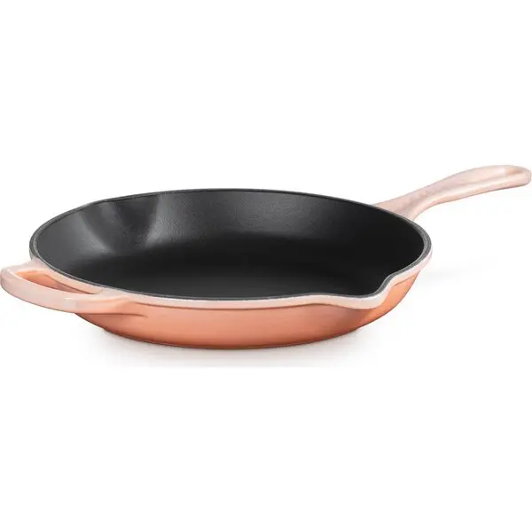 LE CREUSET Signature Handle Enamel 11 3/4 Inch Cast Iron Skillet - Peche