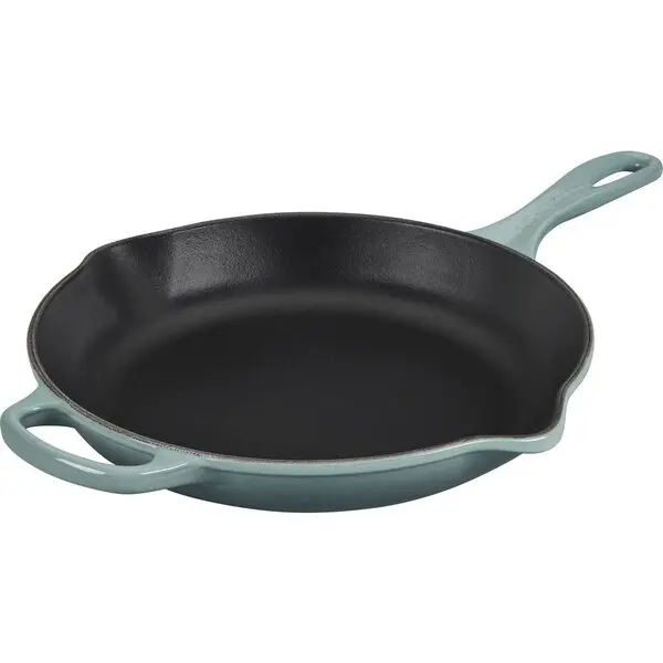 LE CREUSET Signature Handle Enamel 11 3/4 Inch Cast Iron Skillet - Sea Salt