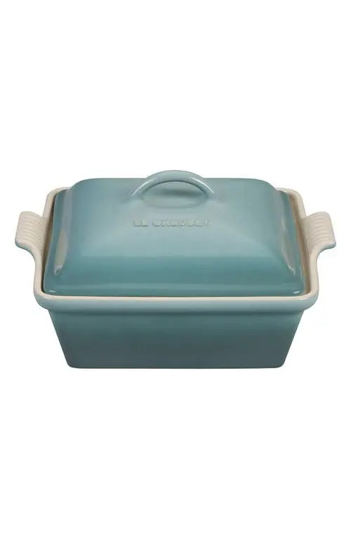 LE CREUSET Heritage 2 1/2 Quart Covered Square Stoneware Casserole - Sea Salt