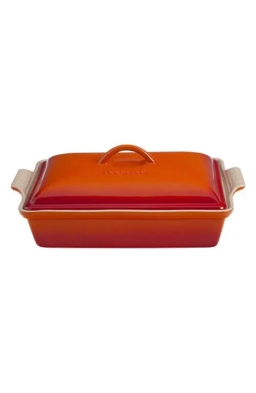 LE CREUSET 4-quart Rectangular Stoneware Casserole With Lid - Flame