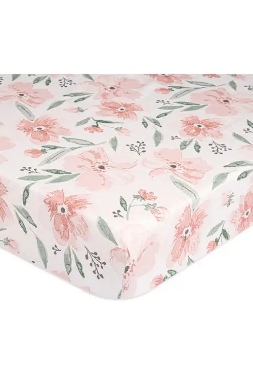 CRANE BABY Cotton Sateen Fitted Crib Sheet - Pink Floral