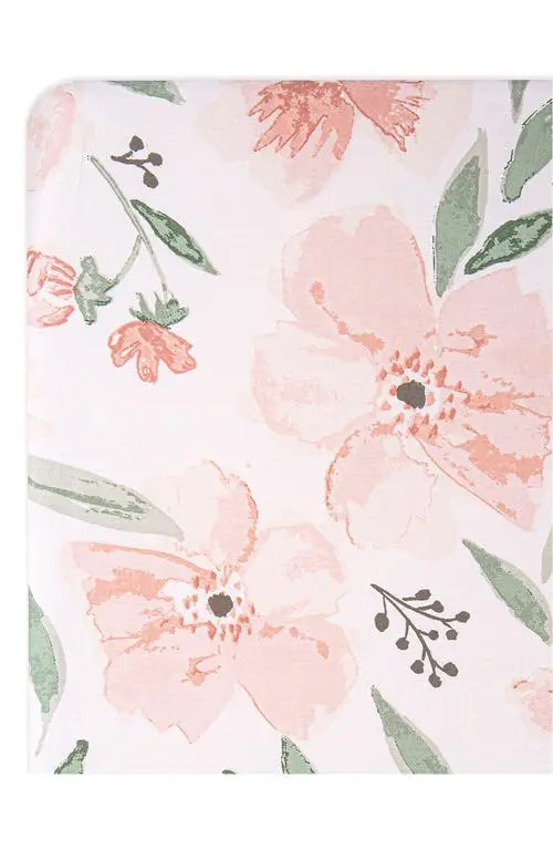 CRANE BABY Cotton Sateen Fitted Crib Sheet - Pink Floral