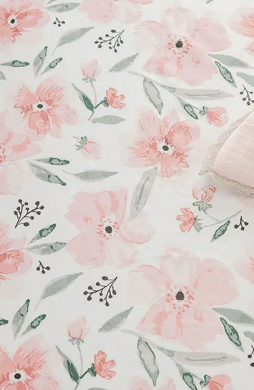 CRANE BABY Cotton Sateen Fitted Crib Sheet - Pink Floral