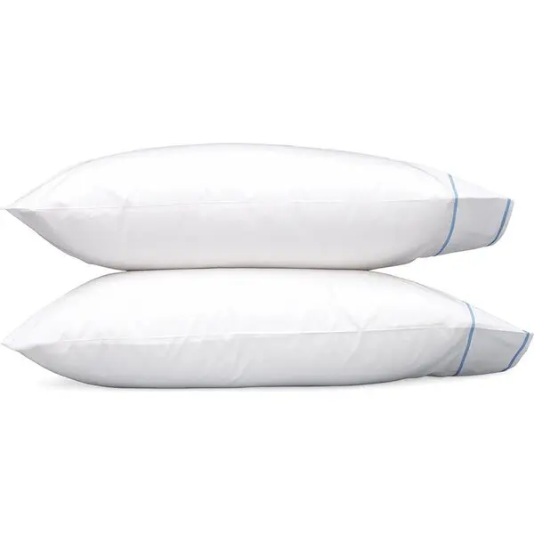 MATOUK Ansonia Set Of 2 500 Thread Count Pillowcases - White/ Chinese Red