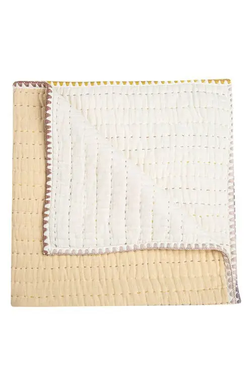 CRANE BABY Quilted Cotton Baby Blanket - Tan/white
